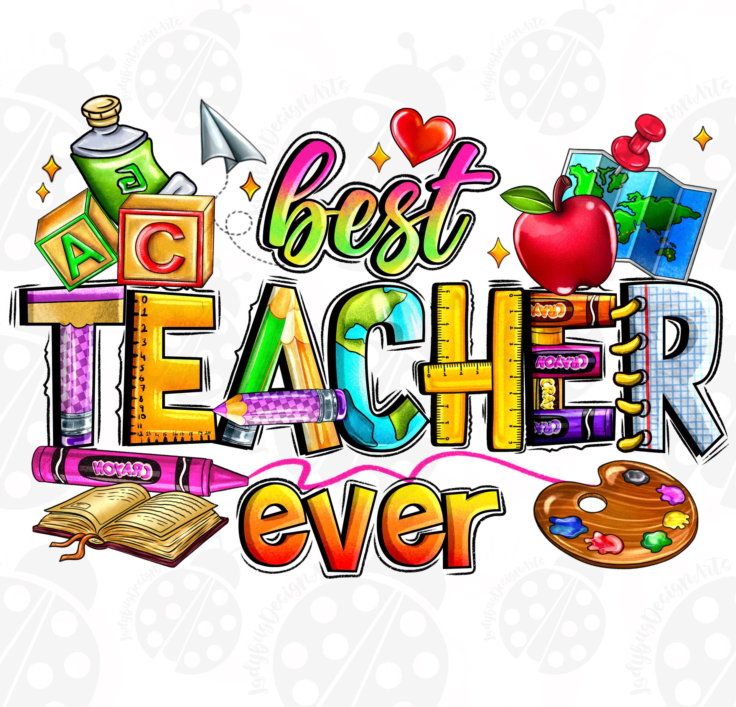 Best Teacher Ever Png, Sublimation Design Download, Western Teacher Png ...