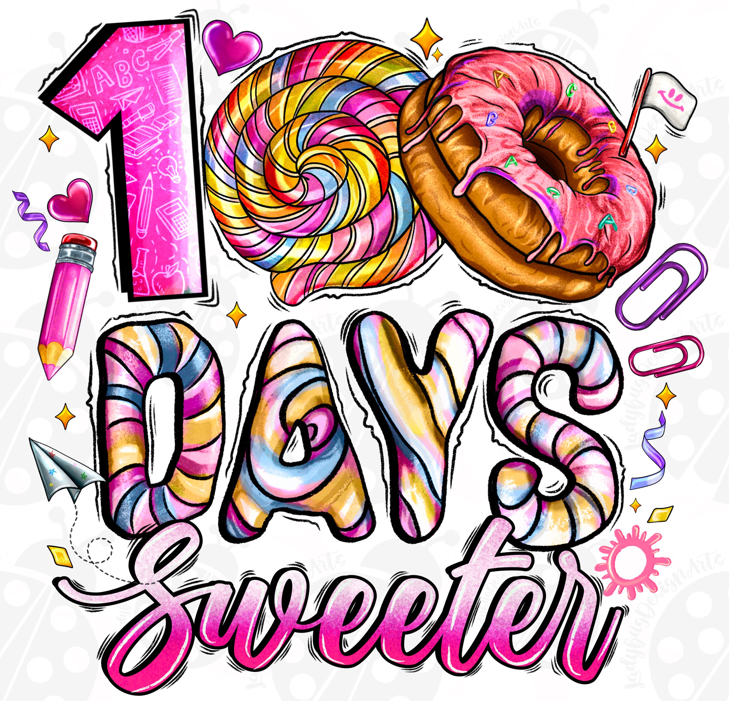 100 Day's Sweeter Png Sublimation Design Download, Happy 100 Days Png ...