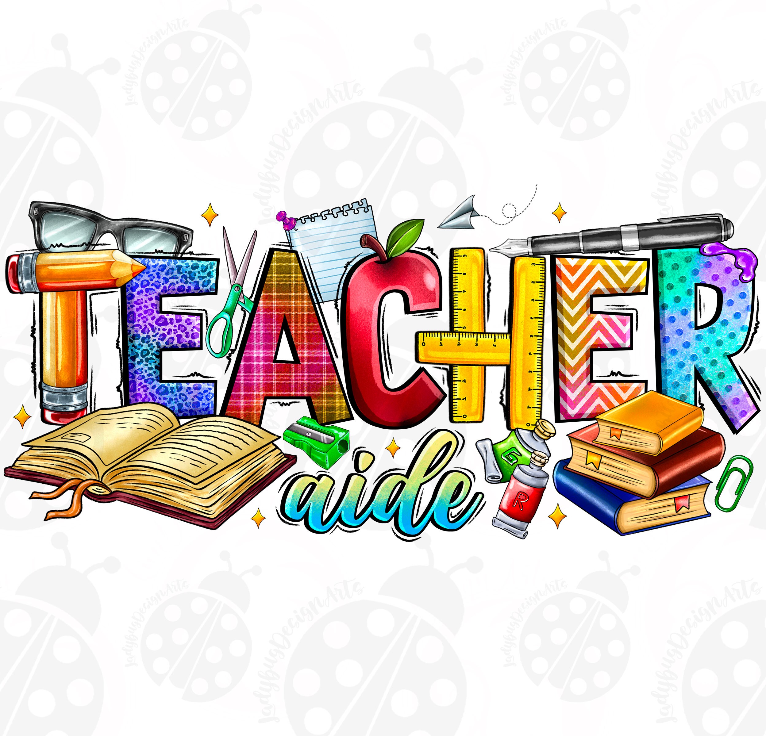 Teacher Aide Png, Retro Teacher Sublimation Designs Downloads, Hippie ...