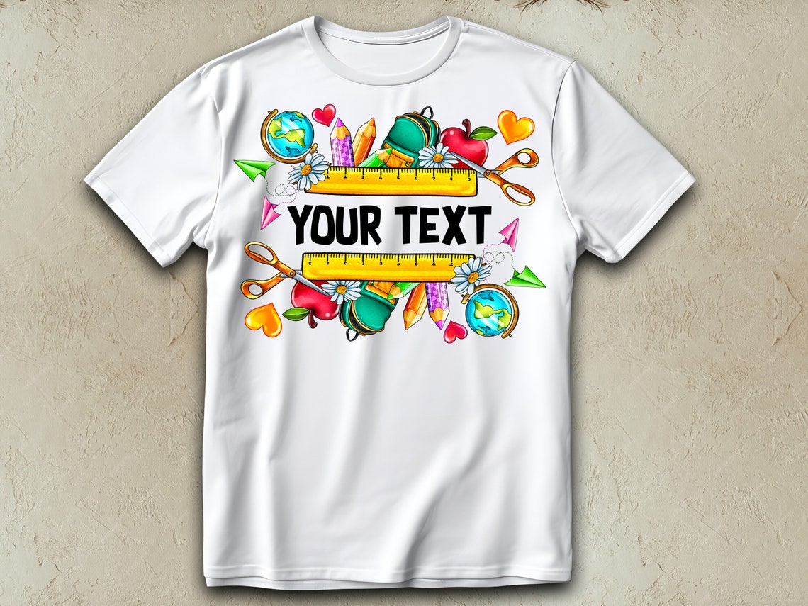 Your Text School Png, Teacher Png, Retro 1st Day of School Png, Back to ...