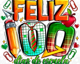 Groovy Feliz 100 Dias De Escuela SVG PNG ,groovy 100 Days Spanish Svg ...