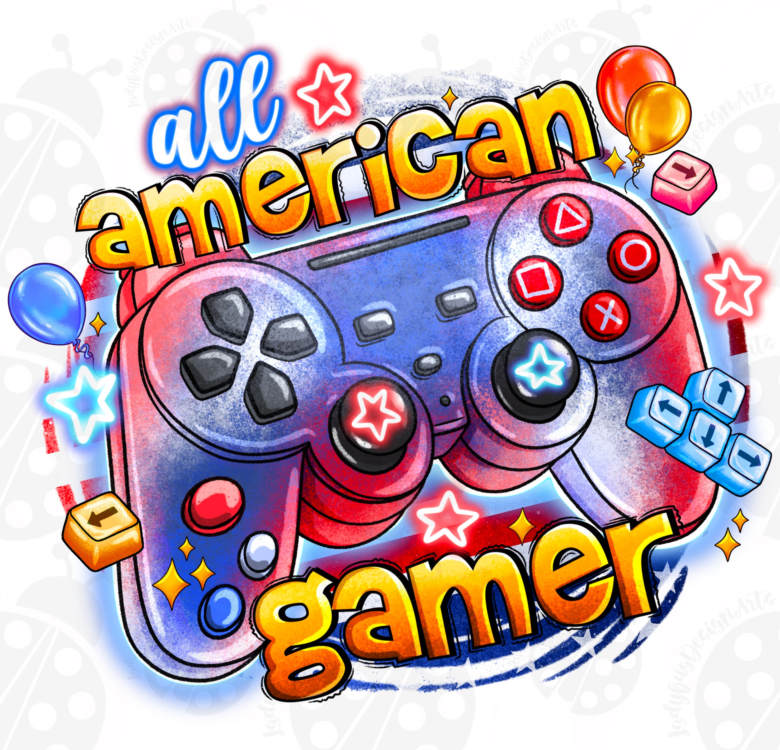 All American Gamer Png Sublimation Design, Game Controller American ...