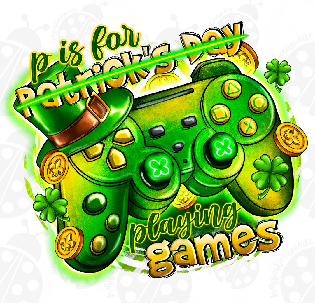 P is for Patrick's Day Playing Games Png Sublimation Design,st Patrick ...