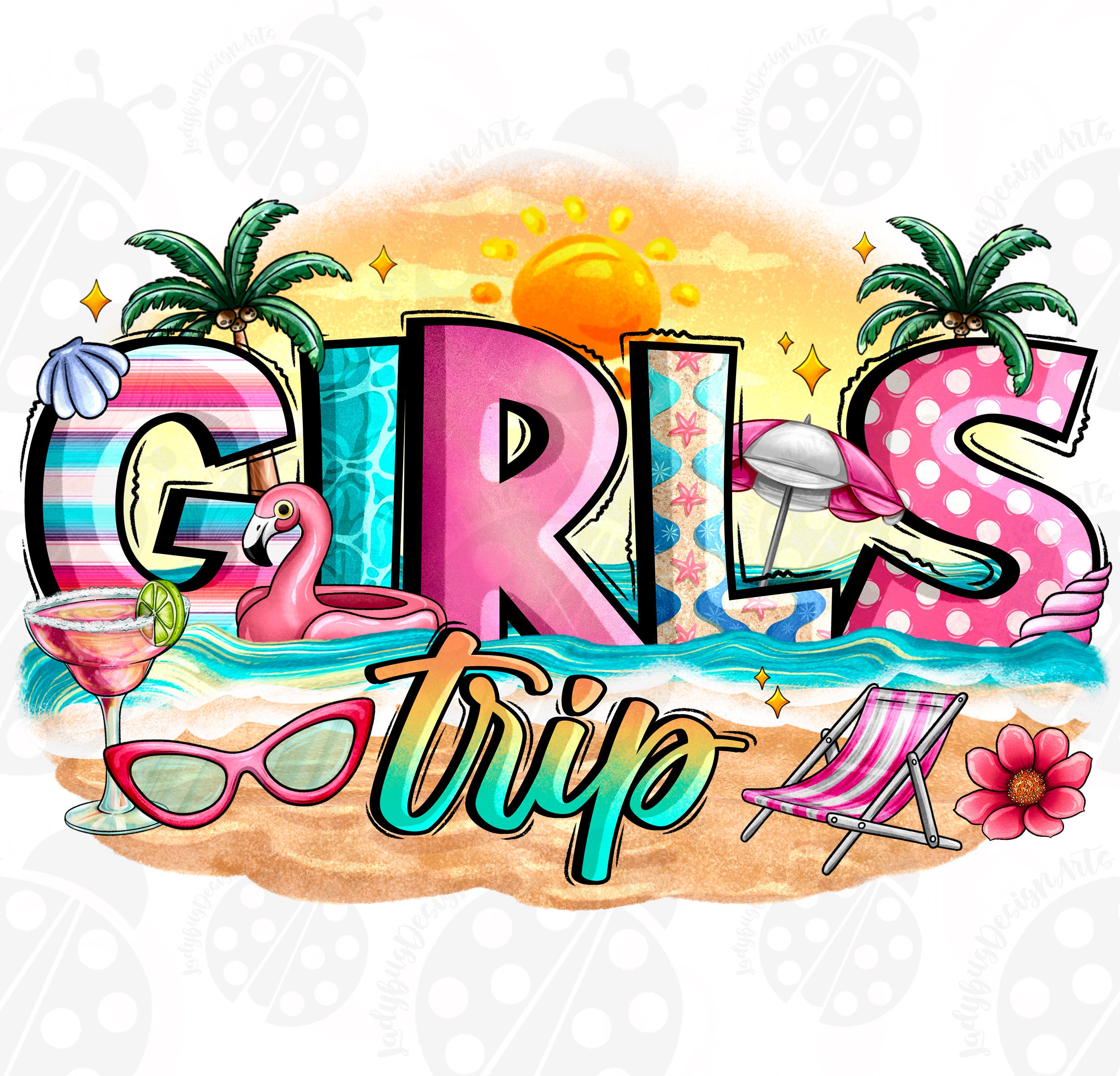 Girls Trip Summer Png Sublimation Design Download, Summer Vibes Png ...