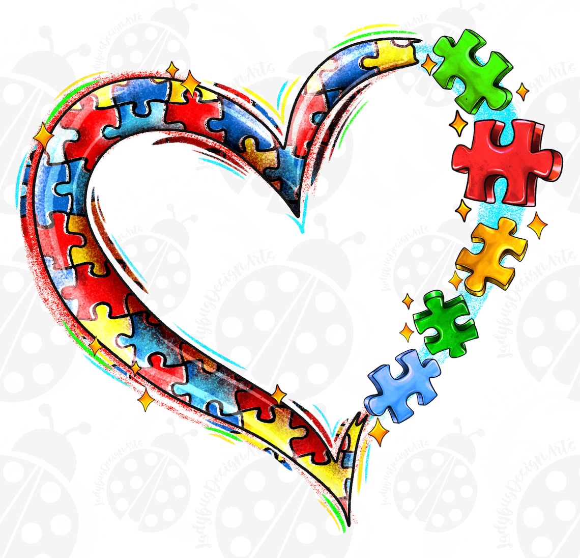 Autism Heart Png, Sublimation Design Download, Autism Awareness Png ...