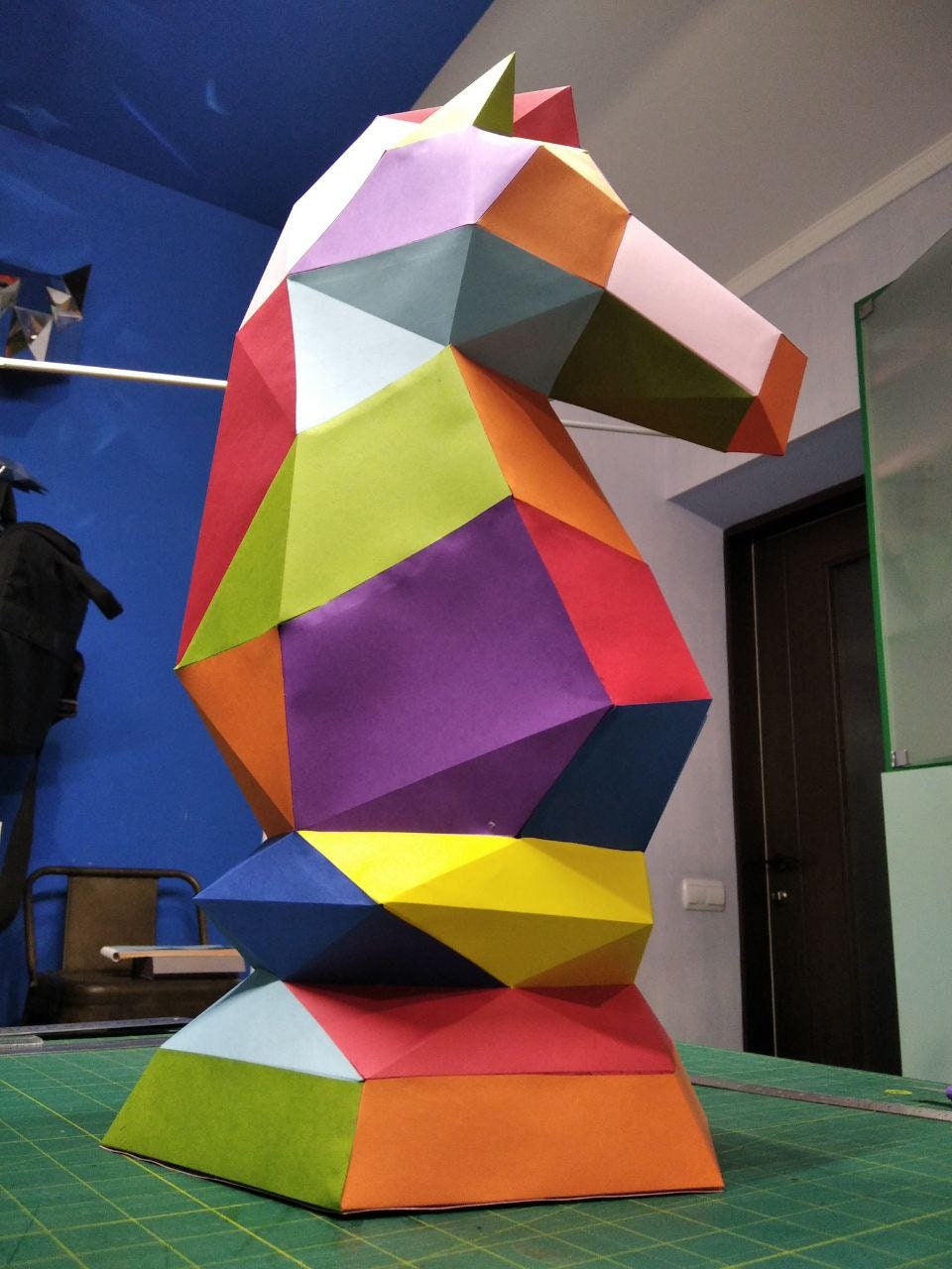 Color Chess Knight, Papercraft Kit, Chess Decor, Chess Gift, Lowpoly ...