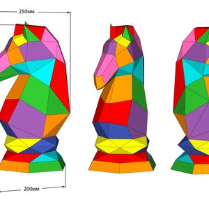 Color Chess Knight, Papercraft Kit, Chess Decor, Chess Gift, Lowpoly ...