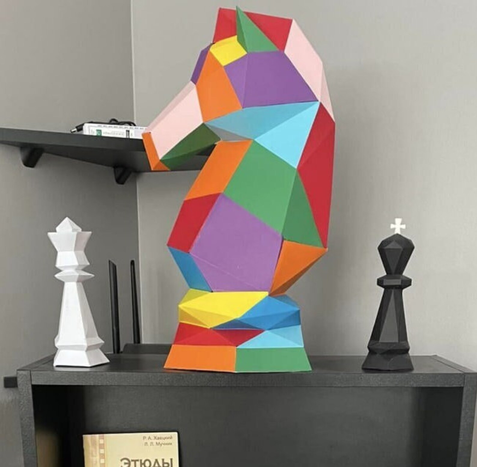 Color Chess Knight, Papercraft Kit, Chess Decor, Chess Gift, Lowpoly ...