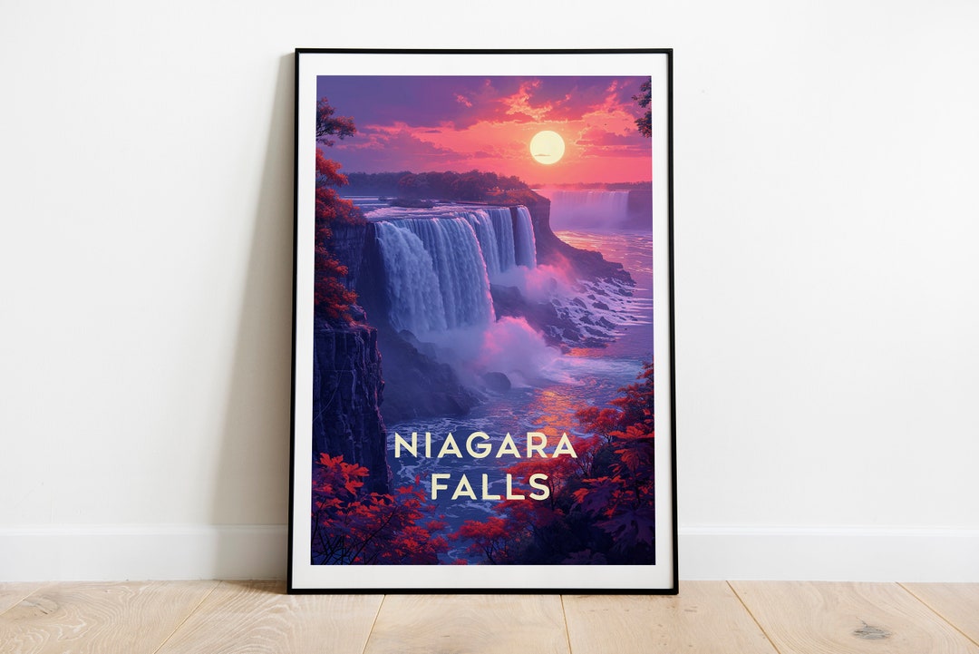 Niagara Falls: Iconic Landmark Travel Print Canada, Ontario, Travel ...