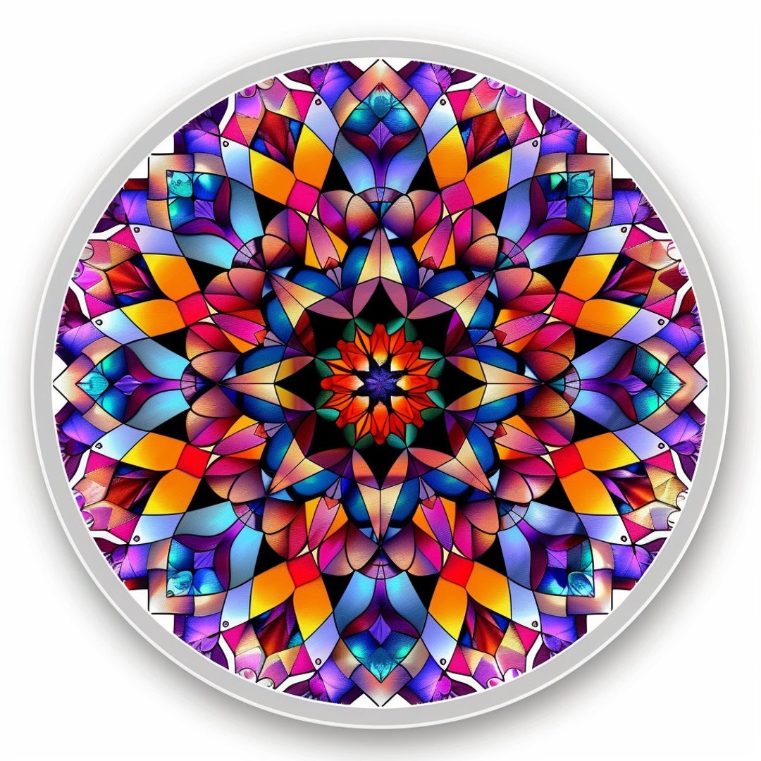 Vibrant Kaleidoscope Sticker Mosaics | Digital Printable Art | Colorful ...