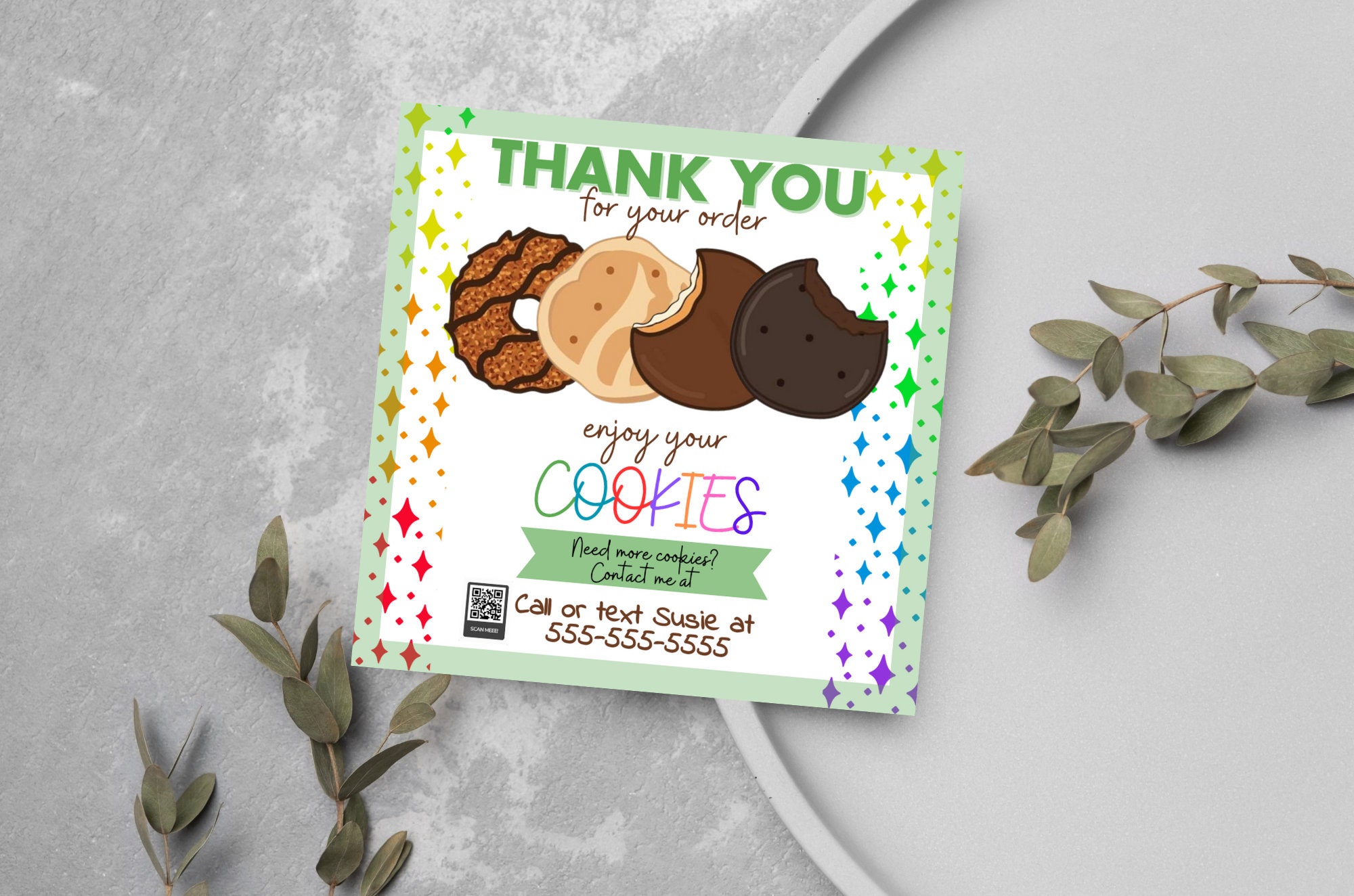 QR Code Scout Cookie Thank You Tags, Editable Girl Cookie Troop Booth ...