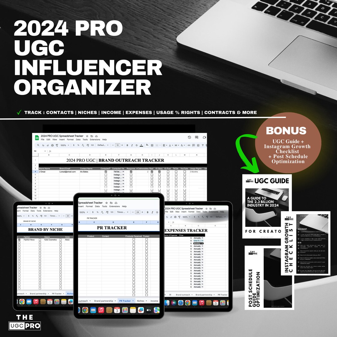 Pro 2024 UGC Organizer Brand Income Expenses Contract Tracker Instagram ...