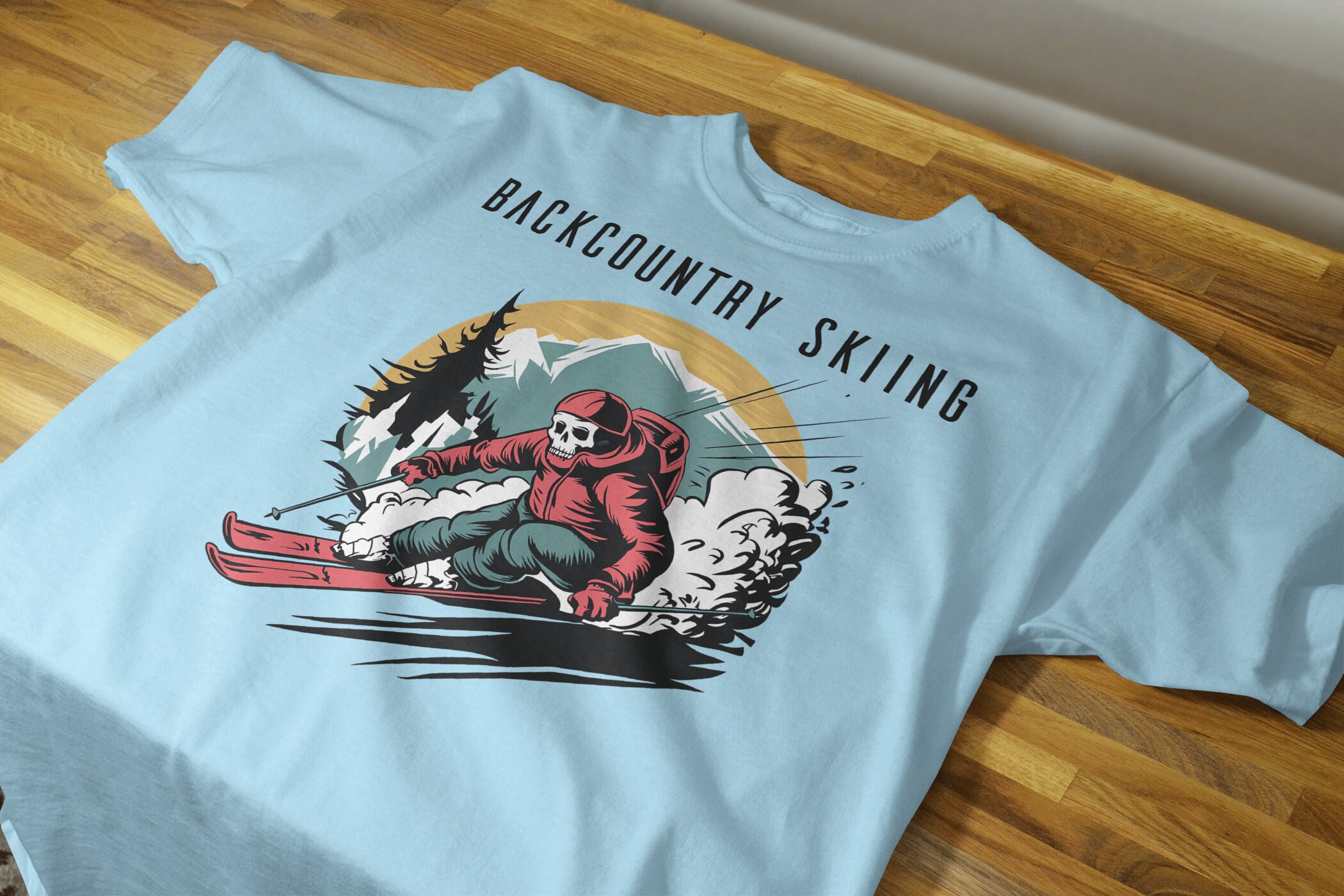 Backcountry Skiing Shirt, Skiing Shirt, Skull Shirt, Skiing Skull Shirt ...