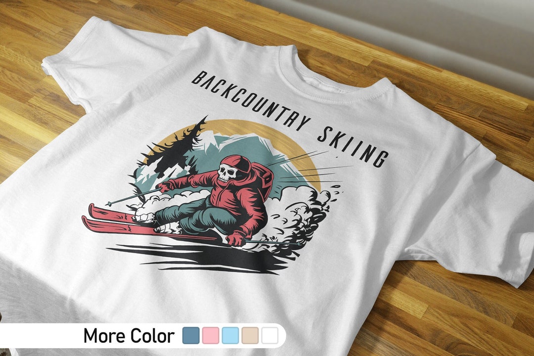 Backcountry Skiing Shirt, Skiing Shirt, Skull Shirt, Skiing Skull Shirt ...