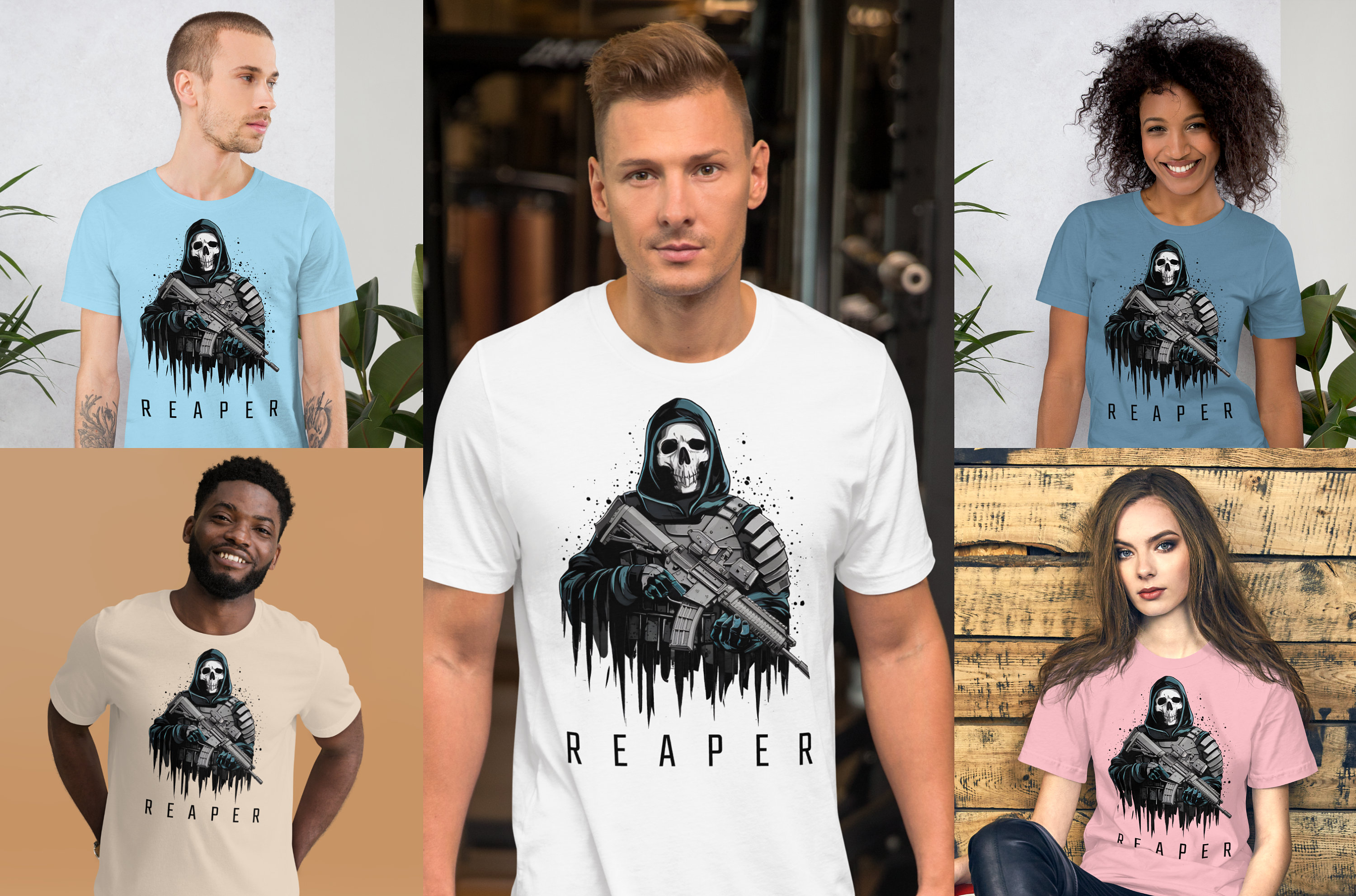 Tactical Reaper Shirt, Skull Shirt, Grim Reaper Shirt, Weapon Shirt ...