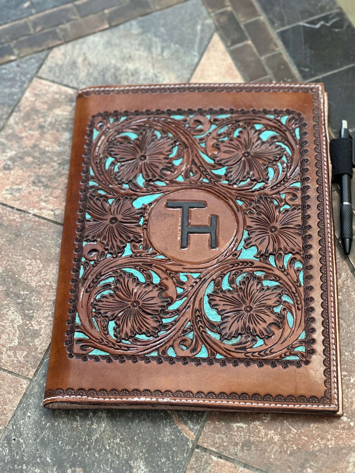 Custom Leather Pad Folio/ Leather Boot Book/ Leather Binder - Etsy UK