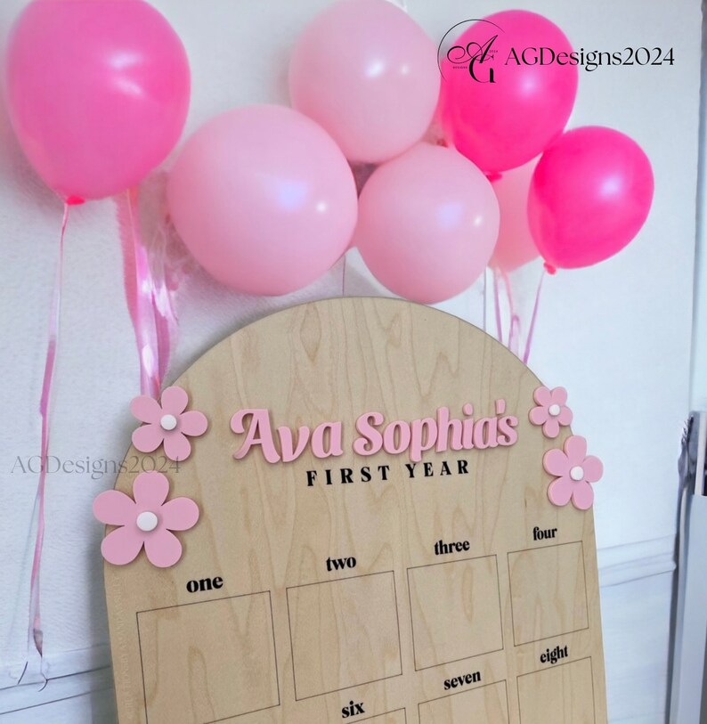 Daisy First Year Photo Board, Daisy Party, Daisy Boho Birthday, First ...