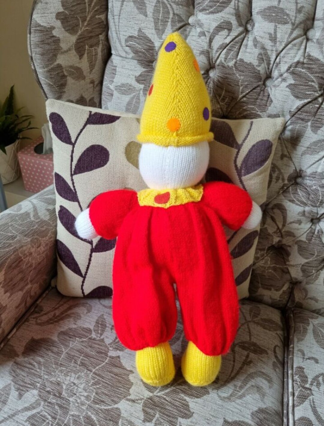 Kruegermarket Handmade Stuffed Toy Clown With Red Jumper and Spotted ...