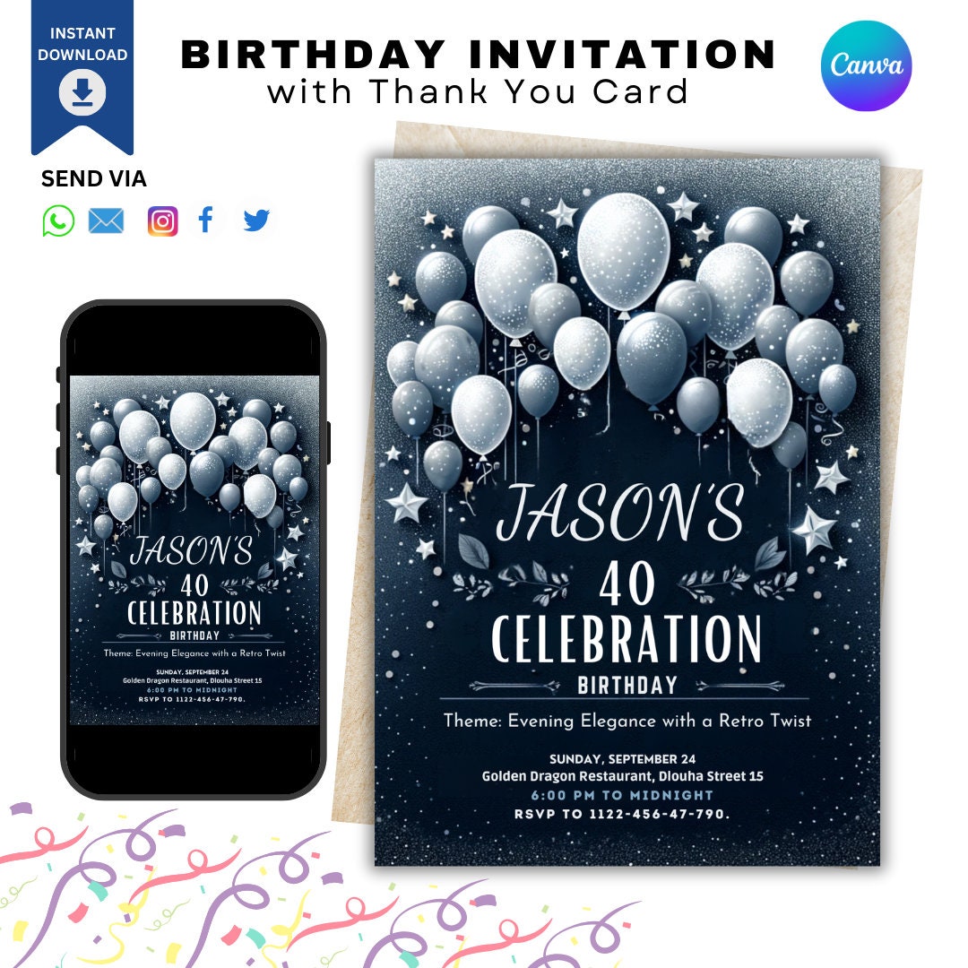 Editable Party Invite, Dinner Invite or Any Invitation, Birthday Party ...