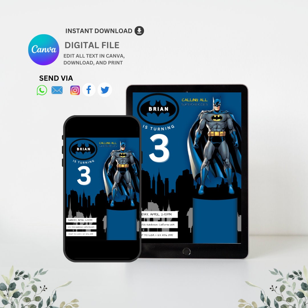 Editable Birthday Invitation, Birthday Invitation, Superhero Party ...