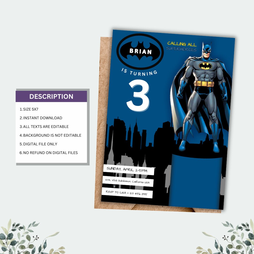 Editable Birthday Invitation, Birthday Invitation, Superhero Party ...