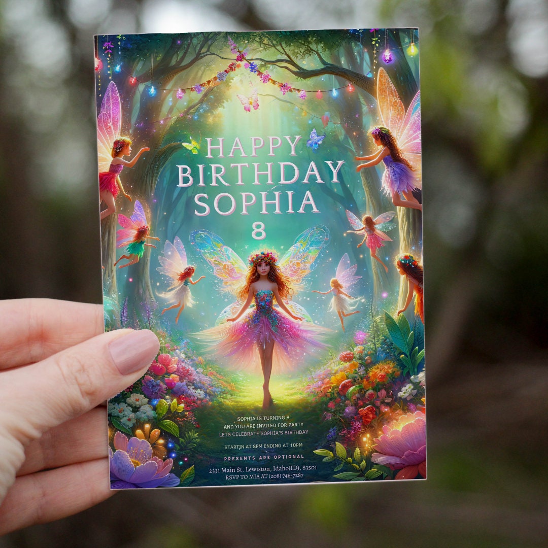 Fairy Birthday Party Invitation Template Instant Download Digital File ...