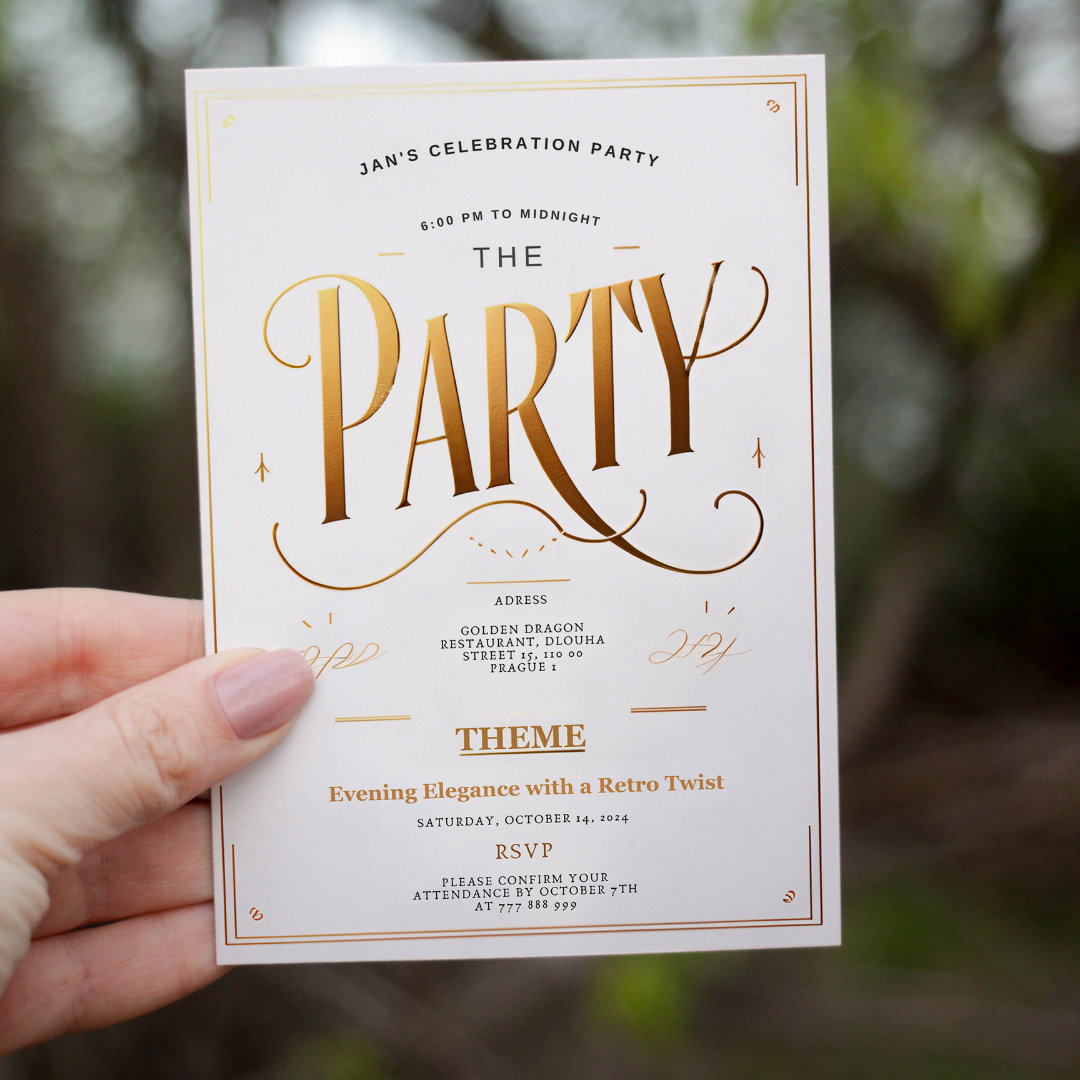 Editable White & Gold Invite, Dinner Invite or Any Invitation, Birthday ...
