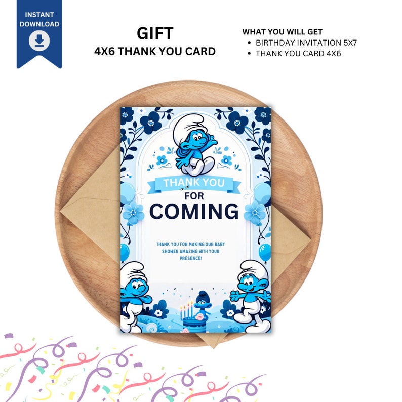 Editable Smurfs Birthday Invitation: Fun Party Template (CANVA) - Etsy