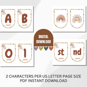 Boho Birthday Banner Template | Printable A-Z Letters (PDF Download) - Etsy