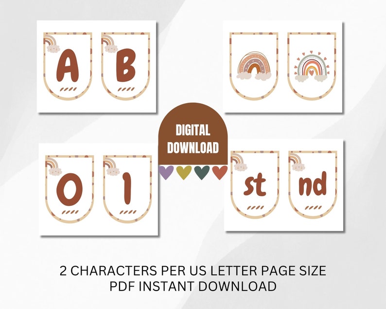 Boho Birthday Banner Template | Printable A-Z Letters (PDF Download) - Etsy