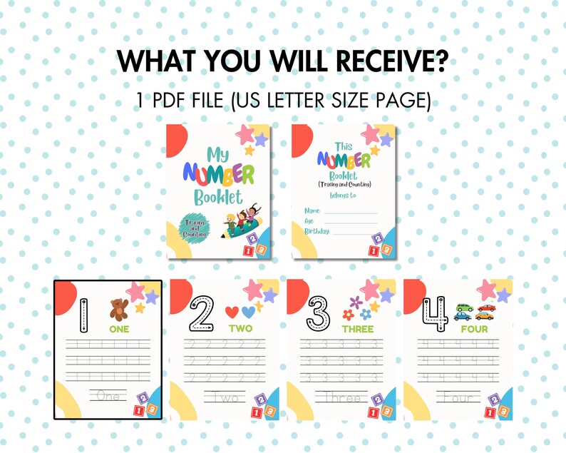 Number Tracing Worksheet With Cover Page and Quiz | Preschool ...