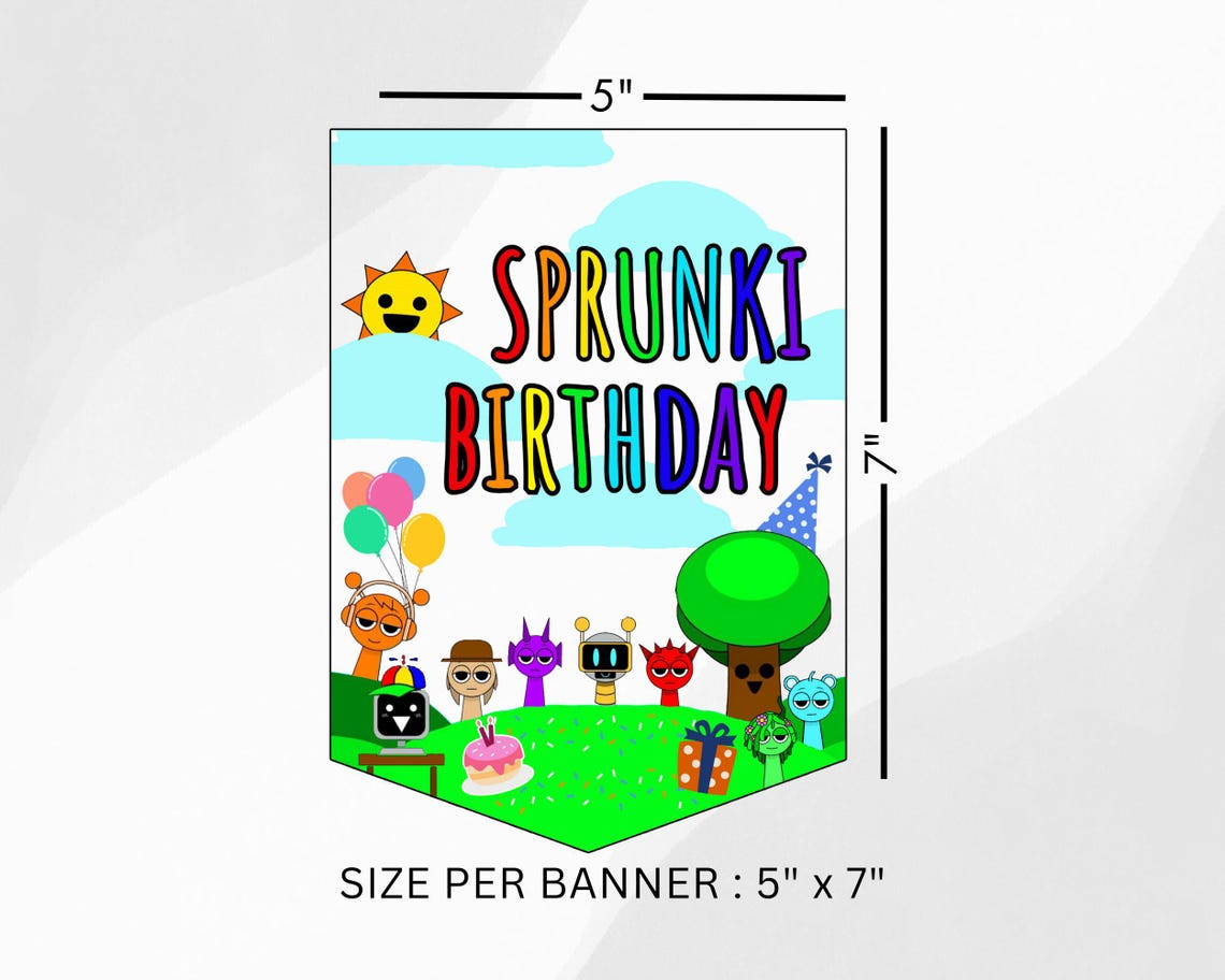 Sprunki Birthday Banner Template | Instant PDF Download | A-Z, 0-9 and ...