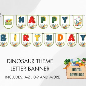 Dinosaur Birthday Banner Template | Printable Alphabet (PDF Download ...
