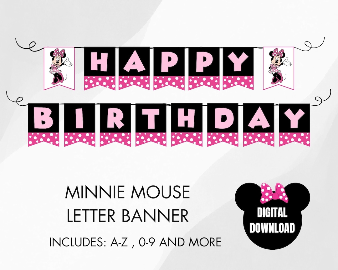 Minnie Mouse Birthday Banner Template | Printable Letters (digital ...