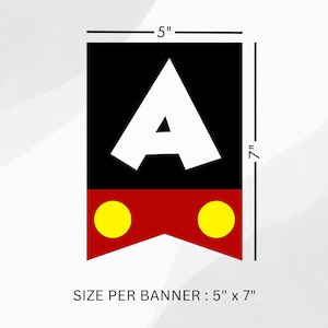 Mickey Mouse Birthday Banner Template | Instant PDF Download | A-Z, 0-9 ...