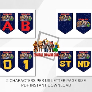 Roblox Birthday Banner Template | Instant PDF Download | A-Z, 0-9 and ...
