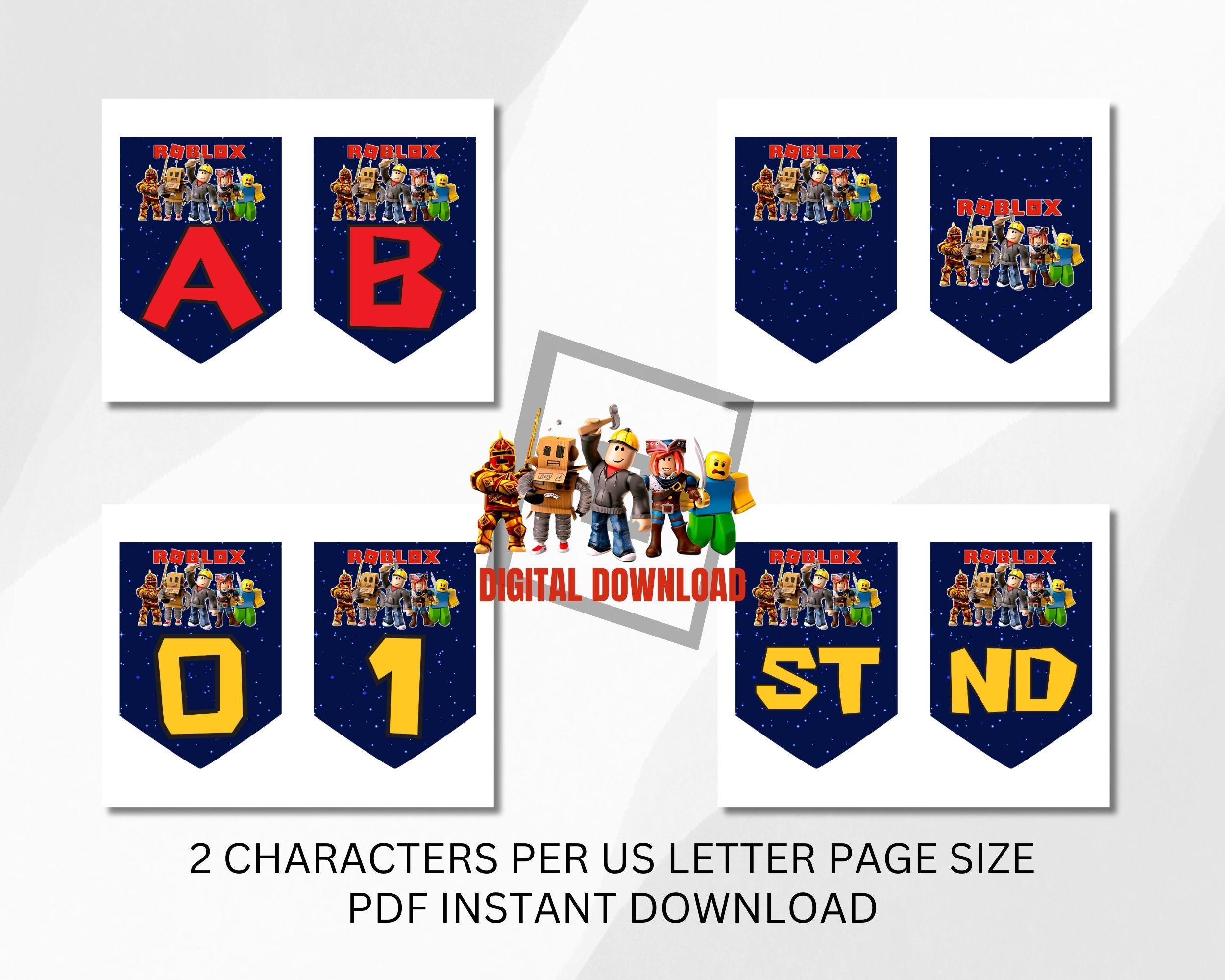 Roblox Birthday Banner | Printable Alphabet, Numbers (PDF Download) - Etsy