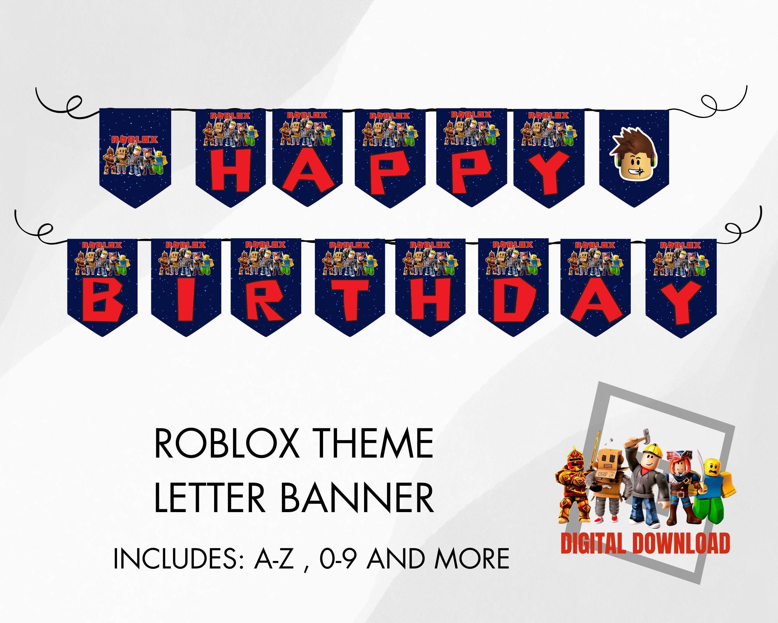 Roblox Birthday Banner Template Instant PDF Download A-Z, 0-9 and More ...