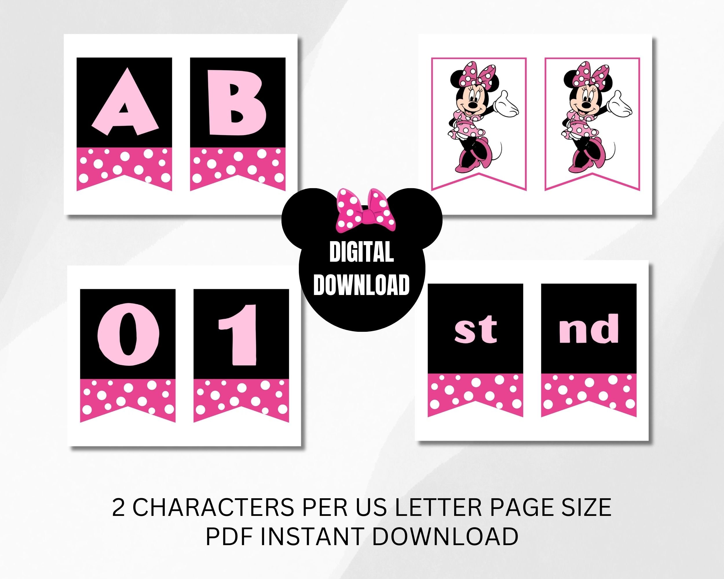 Minnie Mouse Birthday Banner Template | Printable Letters (digital ...
