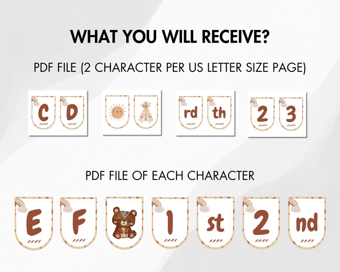 Boho Birthday Banner Template | Printable A-Z Letters (PDF Download) - Etsy
