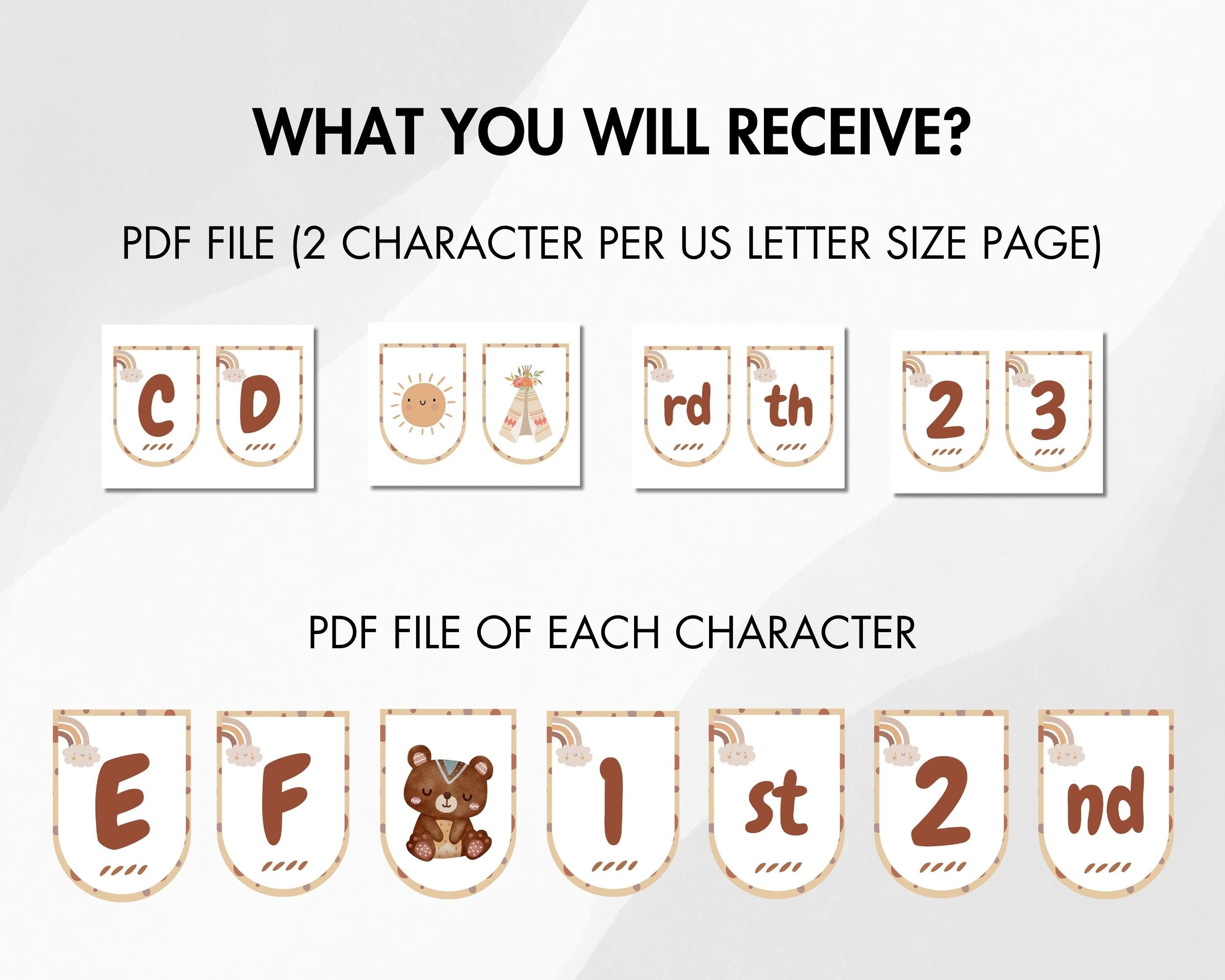 Boho Birthday Banner Template | Printable A-Z Letters (PDF Download) - Etsy