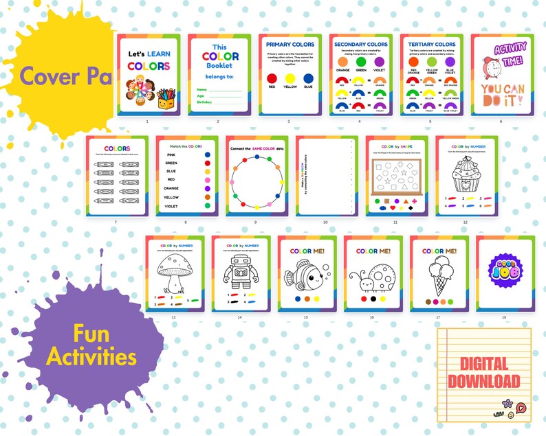 Color Booklet With Cover Page and Fun Activities | Preschool ...