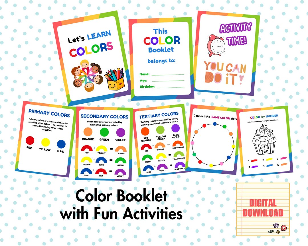 Color Booklet With Cover Page and Fun Activities | Preschool ...