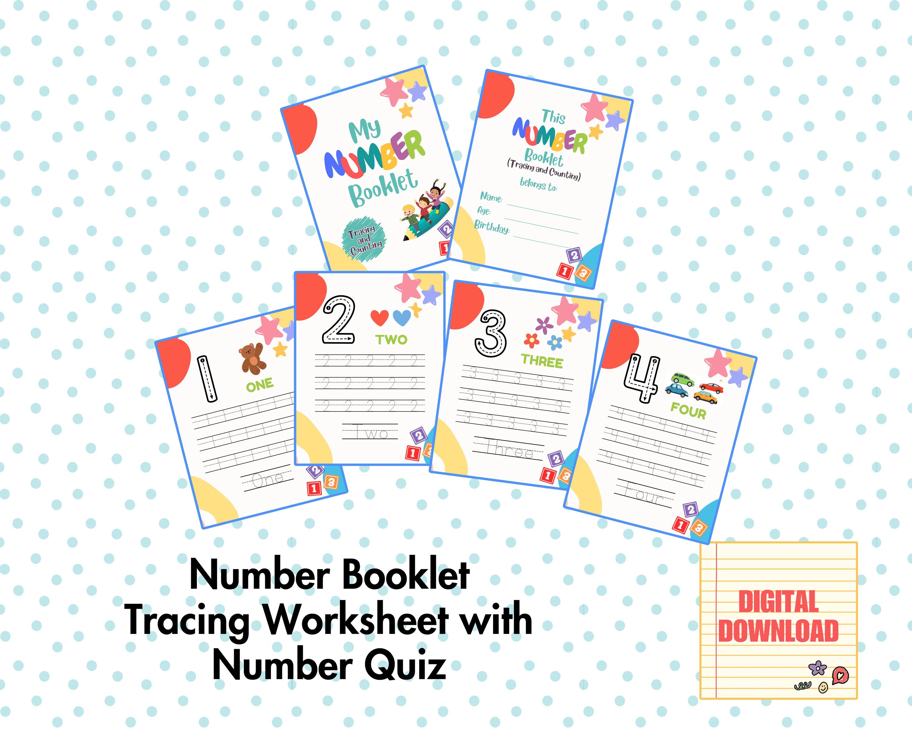 Number Tracing Worksheet | Preschool-kindergarten Handwriting (digital ...