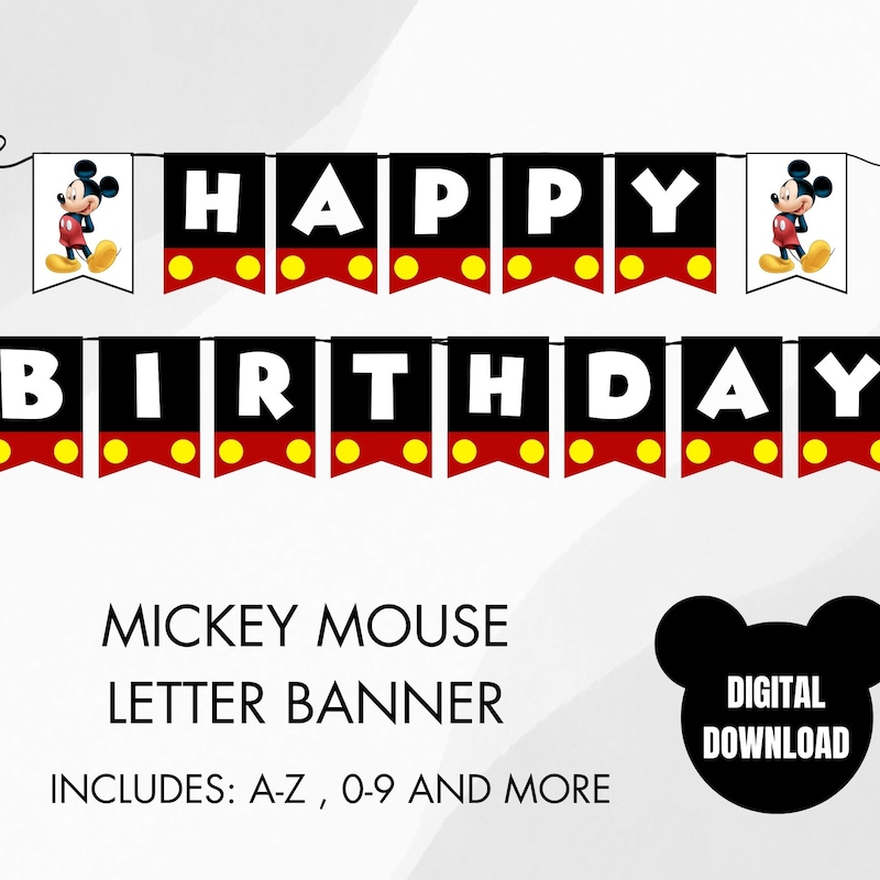 Mickey Mouse Birthday Banner - Etsy