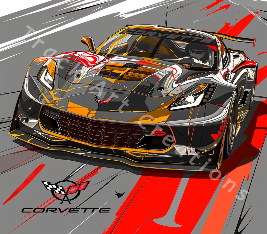 C7 Corvette Z51 Grey Fantasy Track Wall Art - Etsy