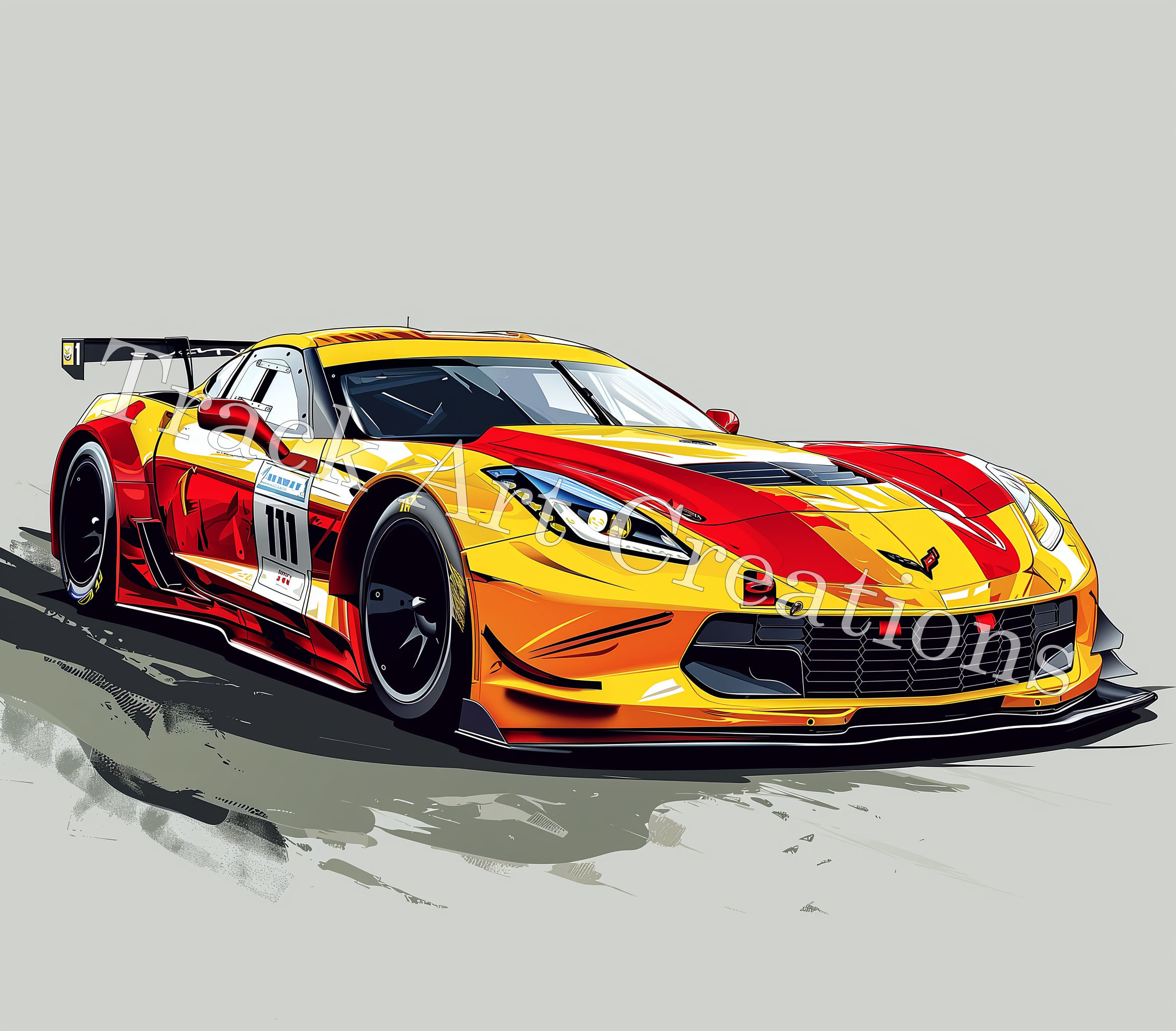 C7 Race Car Concept Art for Sports Bars - Etsy
