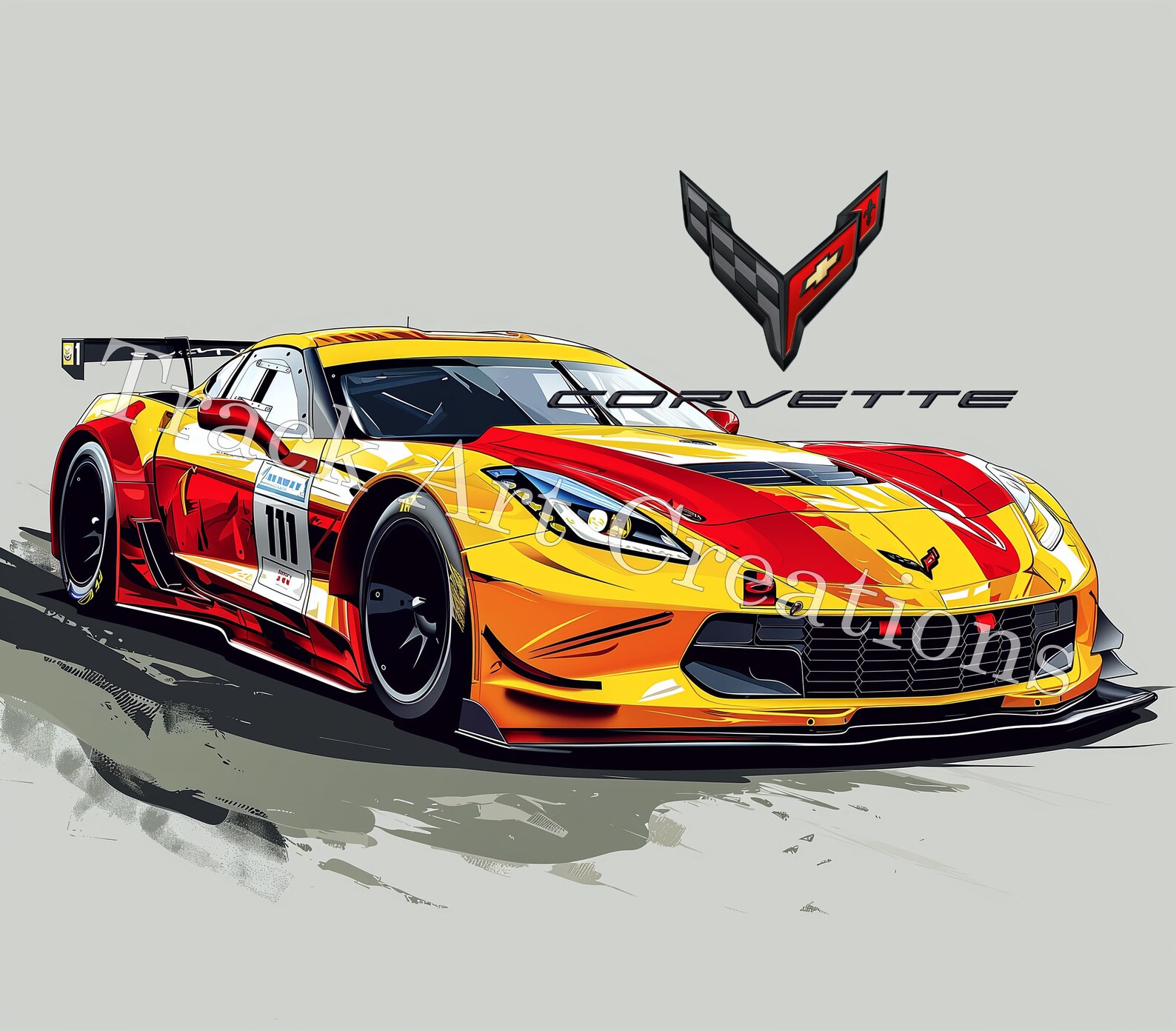 C7 Race Car Concept Art for Sports Bars - Etsy