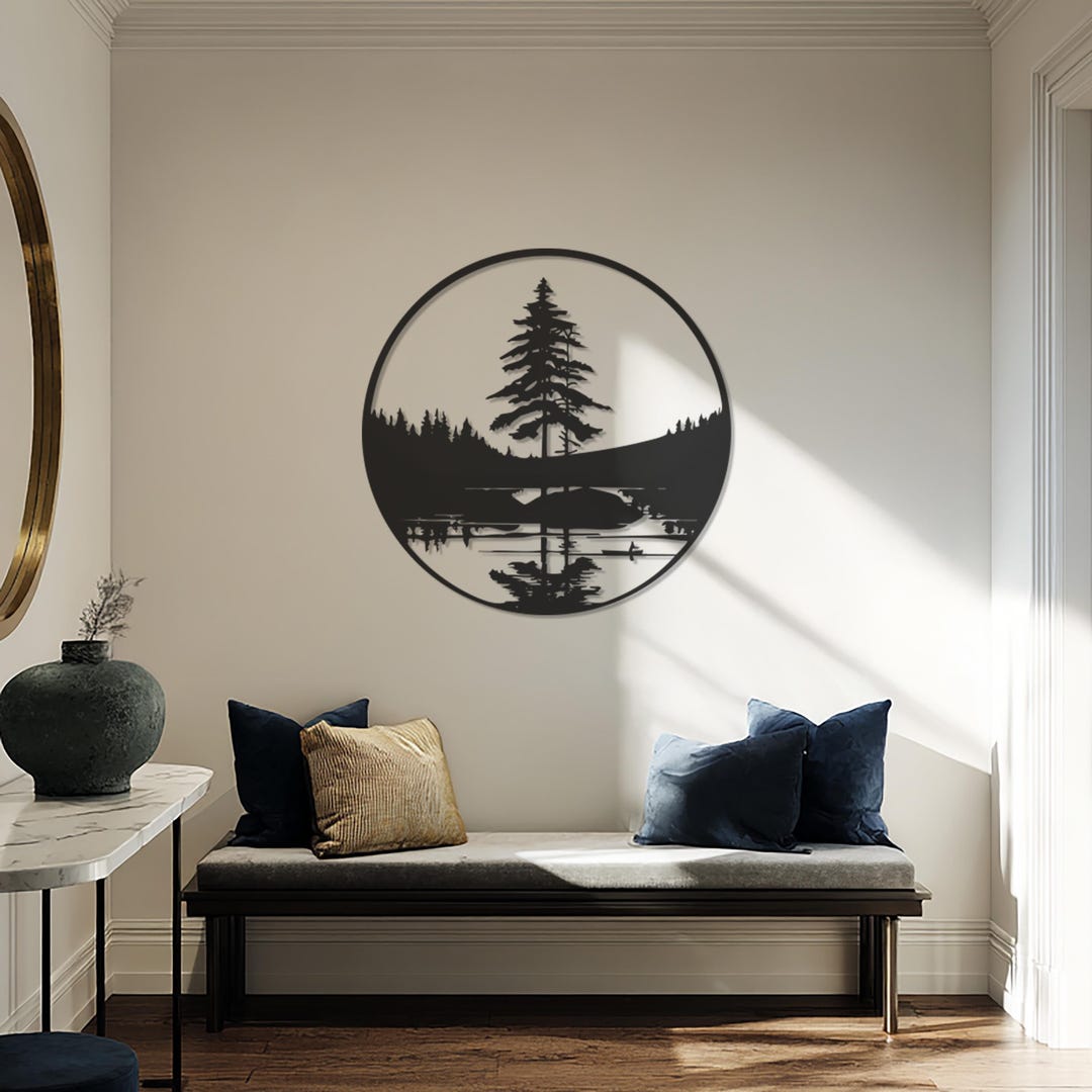 Nature-inspired Wall Art, Tree Reflection Design, Modern Outdoor Dcor ...