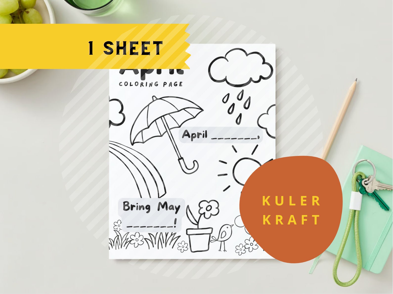 April Showers May Flowers Printable PDF Coloring Page Digital Download ...